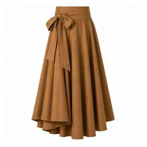 NIKKA PLACE Asymmetrical Ruffle Midi Skirt With Bow Detail
