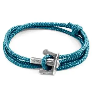 ANCHOR & CREW Ocean Union Anchor Silver & Rope Bracelet - Blue