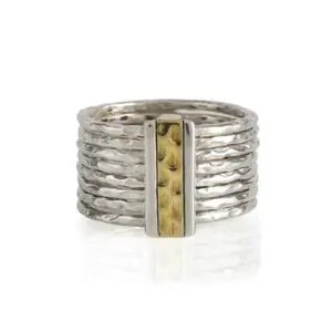 CHARLOTTE'S WEB JEWELLERY Silver / Gold Karma Fortune Silver Stacking Ring - Silver/gold