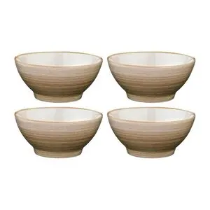 Turgla Home Terrain Round Porcelain Bowl Set Of Four - Brown
