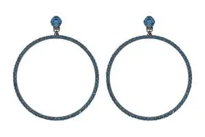 VICKISARGE The Jumbo Hoop Earrings In Platinum Clip - Blue