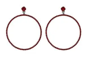VICKISARGE The Jumbo Hoop Earrings In Platinum Clip - Red