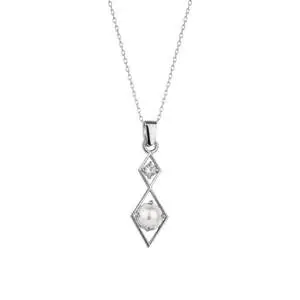 SPERO LONDON Sterling Rhombus 3d Pearl Necklace - Silver