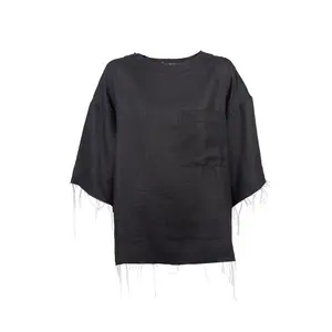 UNA BERZINA Linen Oversized T-shirt - Black