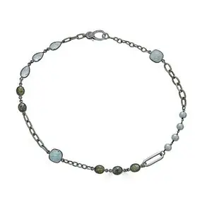 LONI PAUL JEWELRY Moonstone, Labradorite, Crystal & Pearl Short Necklace - Silver
