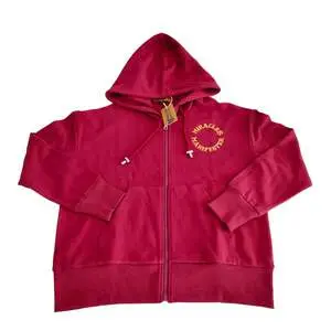 MIRACLES MANIFESTER Embroide Zip Hoodie Burgundy - Red