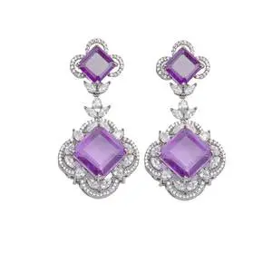 MERAKI BY RASHMI BAJAJ Voyage Cubic Zirconia Chandelier Earrings - Purple