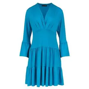 CONQUISTA Turquoise Jersey Tiered Dress