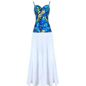 Chuks Collins Ajah Resort Collection: Shoulder Strap Long Dress – Adesewa Bloom - Blue