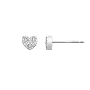 DIAMONBLISS Tiny Stud Earrings, Heart - White