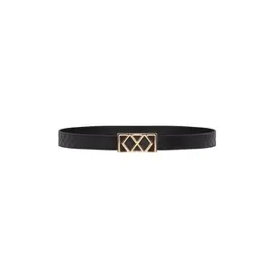 Place Of Ëlms Double Diamond Reversible Leather Belt In Gold - Black
