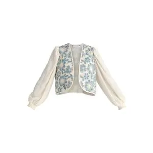 PAISIE Cutwork Embroidery Cheesecloth Jacket In Light