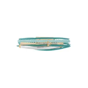 Saachi Leather Golden Arrow Turquoise Bracelet - Green