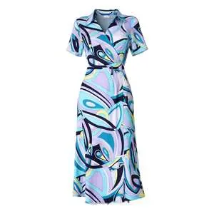SMART AND JOY Graphic Print Wrap Dress - Blue