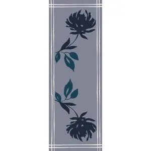 HERITAGEMODA Silver / Grey Luxury Wool-silk Scarf – Hand-painted Silver Grey With Deep Blue & Charcoal Floral Design - Silver/grey
