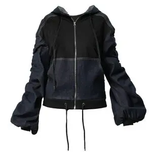METAMORPHOZA Extravagant Denim Jacket With Gathered Sleeves - Blue