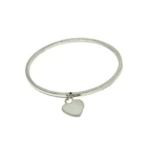 TG-JEWELLERY BY TAMARA GERVASIO Recycle Sterling Heart Charm Bangle – Handcrafted One Of A Kind - Silver