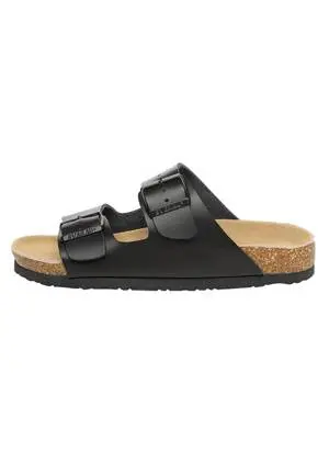 EVERAU AUSTRALIA Duck Leather Twin Buckle Sandals - Black
