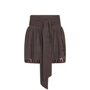 RAFFYA Julie Embroidered Skater Mini Skirt