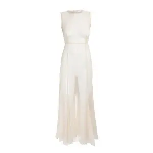 SOFIA TSERETELI Silk Crepon Transparent Dress - Brown