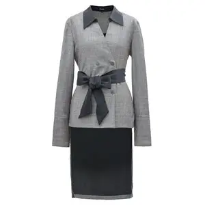 SMART AND JOY Long Double Breasted Tailor Shirt - Grey