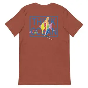 ANCHOR & CREW Clay Think Ocean Fish Fluorescence Cotton Embroide T-shirt - Red
