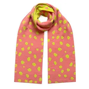 INGMARSON Pink / Yellow Scattered Dots Wool & Cashmere Scarf Pink & Yellow Pink/yellow