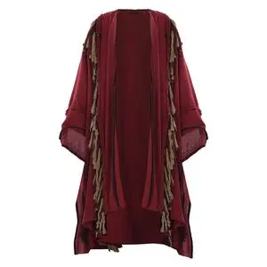 ZHENABIA Sidra Poncho Boho Cape Kimono - Red