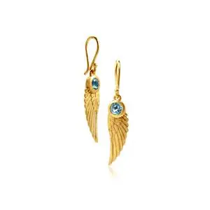 MOON LONDON Angel Wing Blue Topaz Earrings - Gold