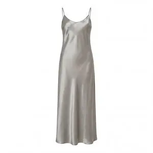 VIMISSIA Long Silk Slip Dress - Grey