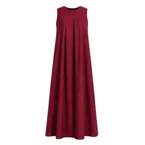 NIKKA PLACE Linen Maxi Gathered Maternity Dress - Red