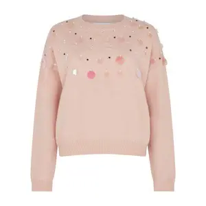 SOUR FIGS Neutrals / Iridescent Sequin-embellished Jumper In Tropical Peach - Pink