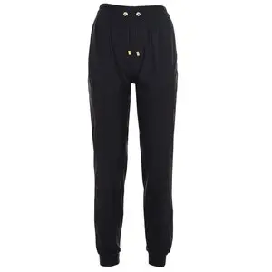 ANTONINIAS Elegant Sweat Pants With Golden Details - Black