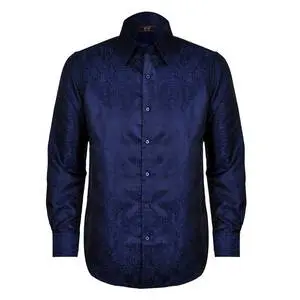 DAVID WEJ Kensington Paisley Jacquard Shirt – Navy - Blue