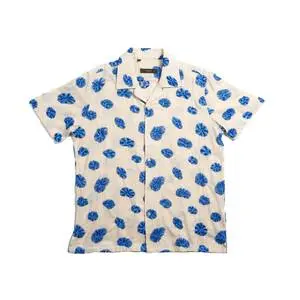 EIGHT X Sora Artisan Short Sleeve Button Up Shirt - Blue