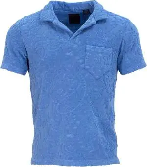 LORDS OF HARLECH Johnny Towel Polo Shirt In Royal - Blue