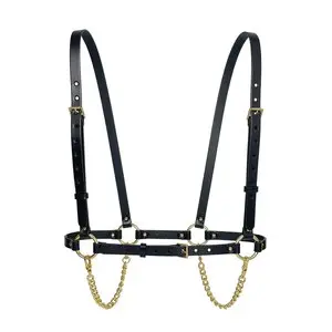 HAUTE CUIR Double Chain Leather Harness - Black