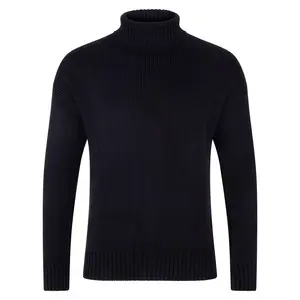 PAUL JAMES KNITWEAR Heavyweight Cotton Arthur Submariner Roll Neck Jumper - Black