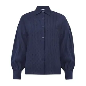 LULA-RU Ida Cotton Shirt Navy - Blue