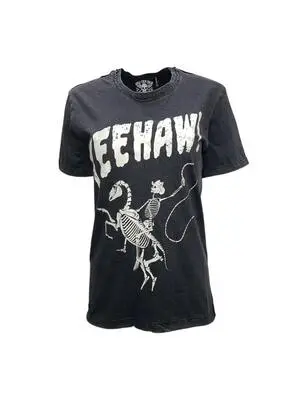 ANY OLD IRON White / Black / Grey Acid Wash Yeehaw T-shirt