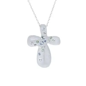 GOLD & HONEY Blue / Silver Ice Blue Bubble Cross With Swarovski Crystals - Blue/silver
