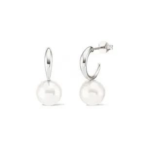 DINNY HALL Silver / White Toro Silver Pearl Drop Hoops - Silver/white
