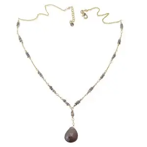MOUNIR LONDON Moonstone Drop Necklace - Grey