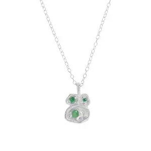 CLAIRE HILL DESIGNS Emerald Lichen Pendant Necklace - Silver