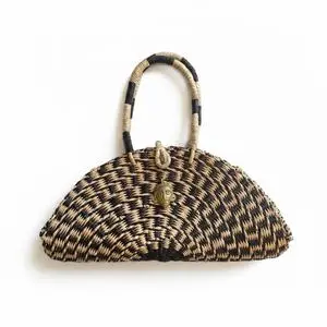 SOKONA Neutrals / Akua — Mosaic Weave Handwoven Bag - Blue