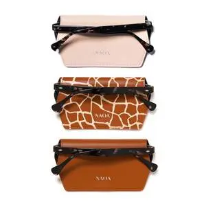 NAOA Black / Brown Three Pack Apple-leather Slim Glasses Case Giraffe Brown Pink - Black/brown