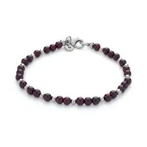 NELLOU JEWELLERY Jewel Bead January Birthstone Bracelet Sterling Silver Garnet - Red