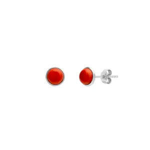SPERO LONDON Red / Silver Red Coral Dome Sterling Silver Stud Earrings - Red/silver