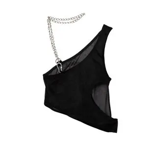 PALOMA LIRA Mesh And Chains Top - Black