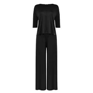 OH!ZUZA NIGHT&DAY Jackie Loungewear Pyjama Set With Wide-leg Trousers - Black